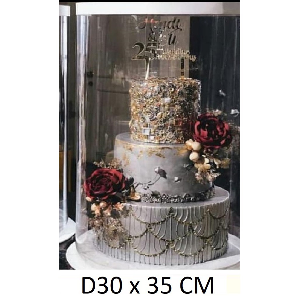 Jual D30 Cm x T35 Cm Cake Box Kotak Kue Tart Mika Bening Bulat Tinggi ...