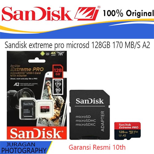 Jual Sandisk extreme pro microsd 128GB 170 MB/S A2 for drone - action ...