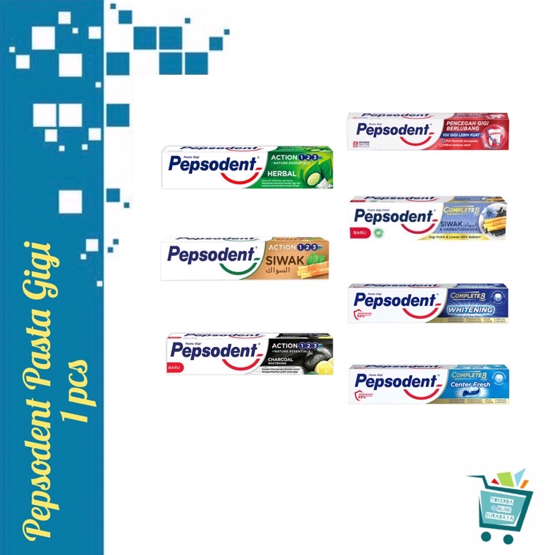 Jual Pepsodent Pasta Gigi / Action 123 / Complete 8 Whitening / Siwak ...