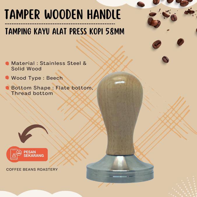 Jual Coffee Tamper 58Mm Wooden Handle Tamping Kayu Alat Press Kopi ...