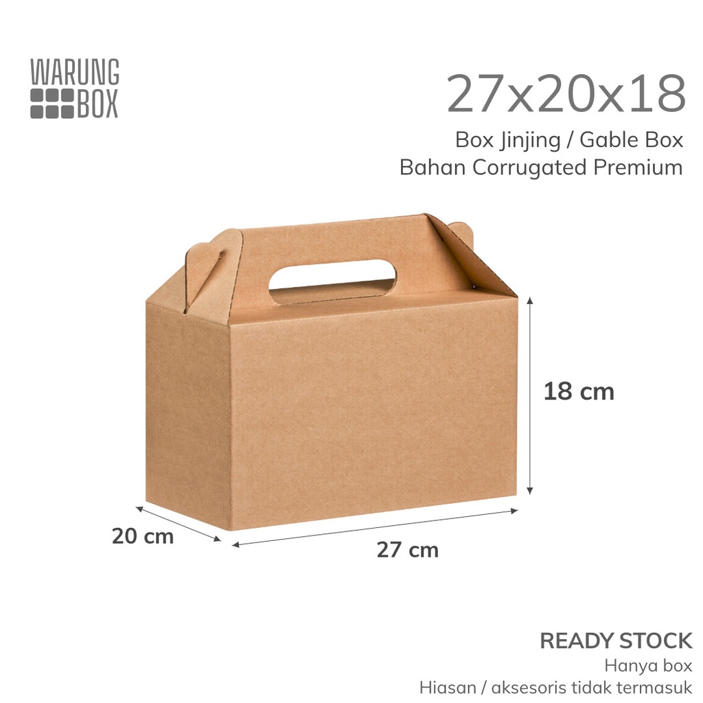 Jual Box Jinjing 5 pcs uk 27 x 20 x 18 cm Kardus Tenteng | Dus Parcel ...