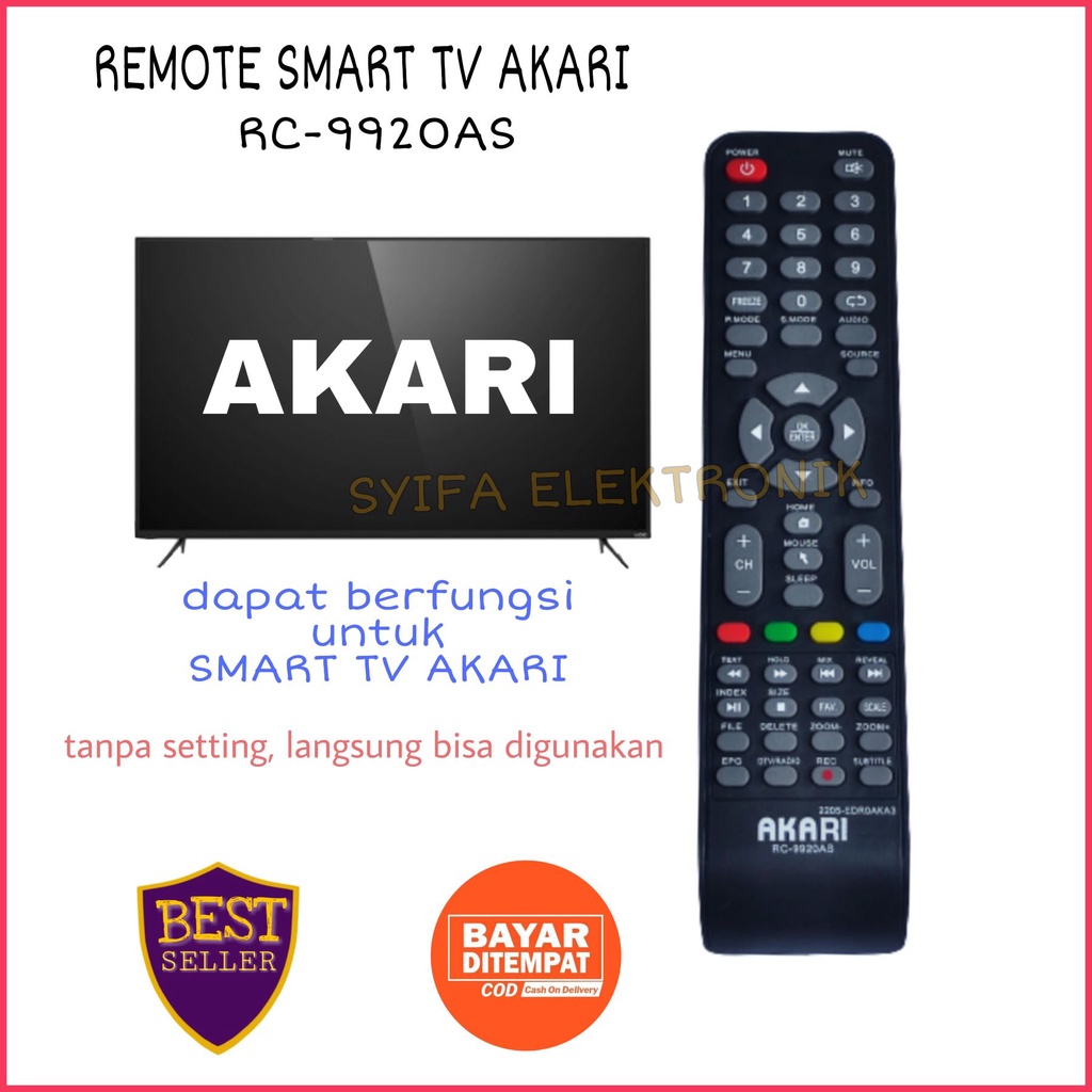 Jual REMOTE TV SMART AKARI RC-9920AS BEST SELLER | Shopee Indonesia