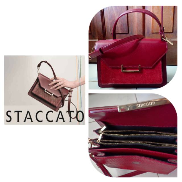 Jual STACCATO Bag Maroon | Shopee Indonesia