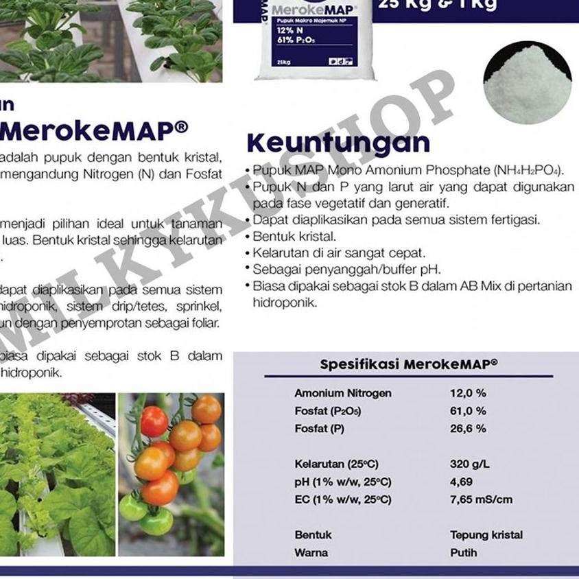 Jual PUPUK MEROKE MAP 1 KG KEMASAN PABRIK HIDROPONIK MONO AMONIUM ...