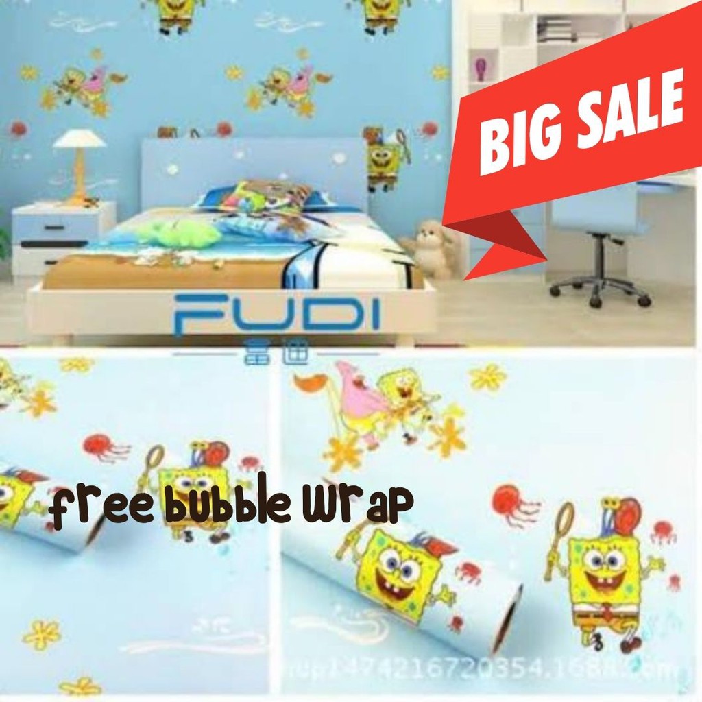 Jual (TERMURAH) Wallpaper Stiker Dinding Motif Spongebob / Walpaper ...
