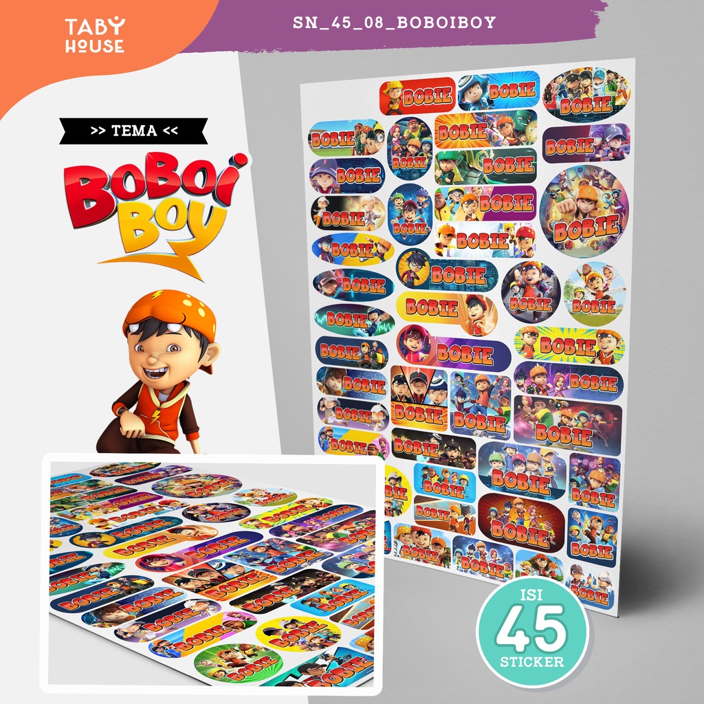 Jual Sticker nama Serial Animasi -45 pcs (BOBOIOY, PAW PATROL ...