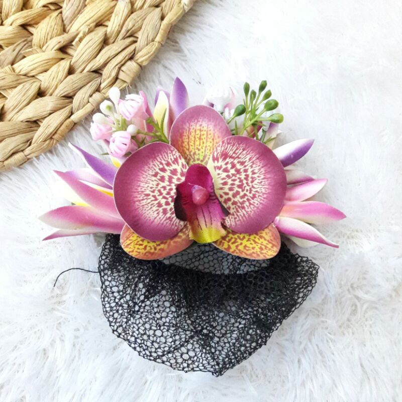 Jual jepit hairnet anggrek latex / jepit hairnet bunga / jepit hairnet ...