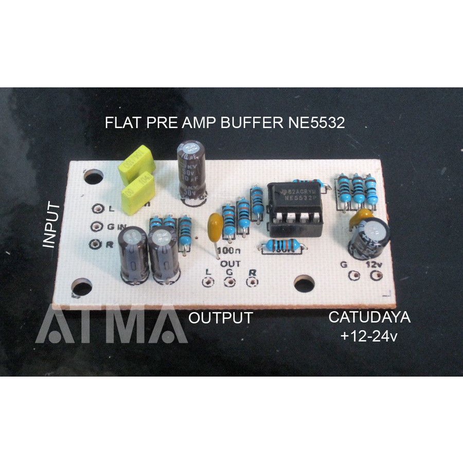Jual Flat Pre-amp Buffer NE5532 catu daya tunggal 12v 24v | Shopee ...