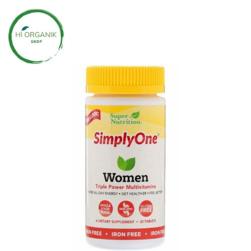 Jual Super Nutrition SimplyOne Women Triple Power multivitamin Iron Free 30 Tablets | Shopee ...