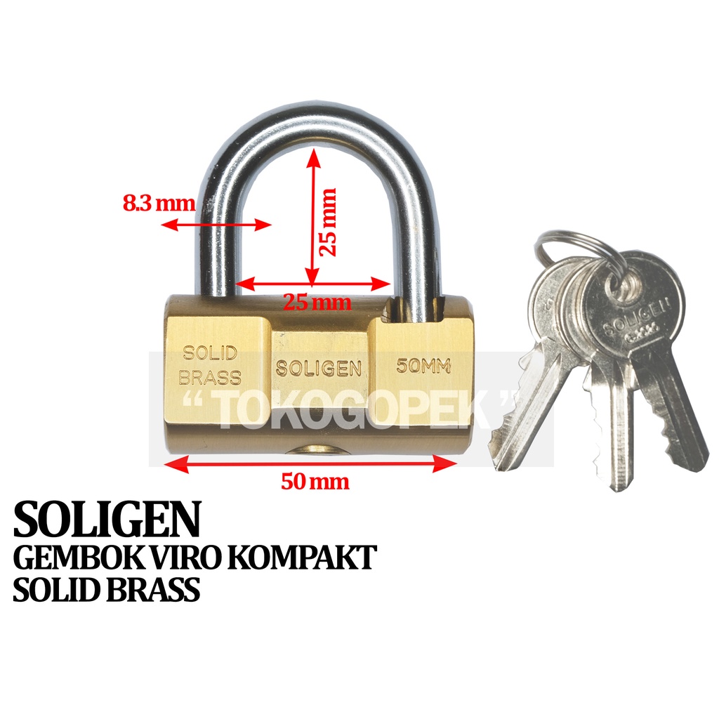 Jual SOLIGEN GEMBOK KUNINGAN KOMPAKT 50MM - GEMBOK PAGAR SOLIGEN ...