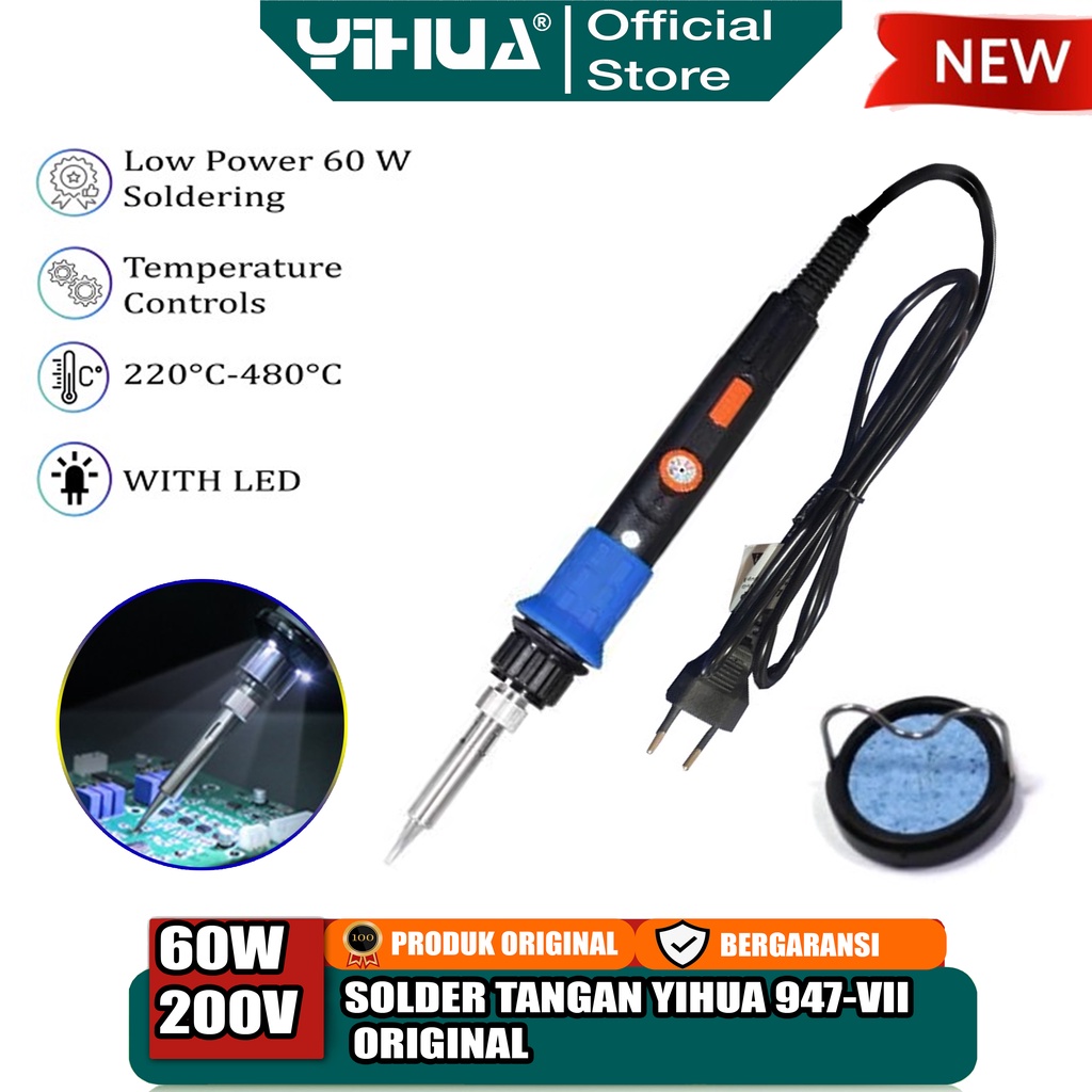 Jual Yihua 947-VII Solder Tangan Listrik 60W Temperature Adjustable Soldering Iron Tip 60 Watt ...
