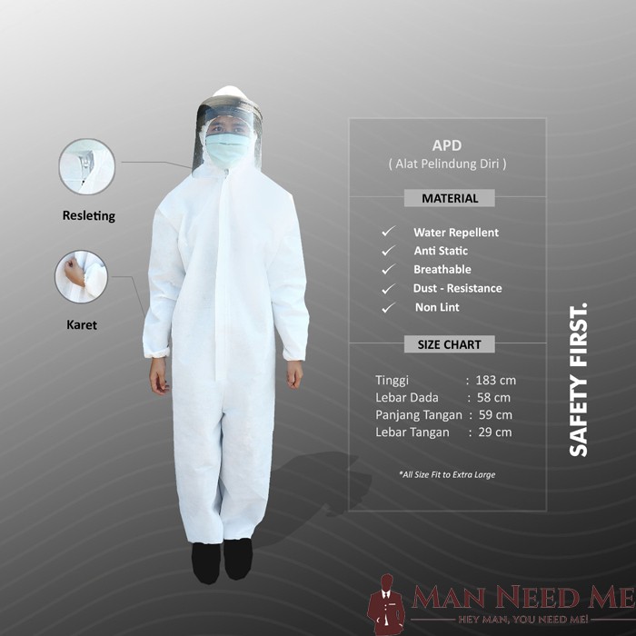 Jual JAS APD CORONA / JAS MEDIS HAZMAT SUIT APD Bahan Spund Bond ...