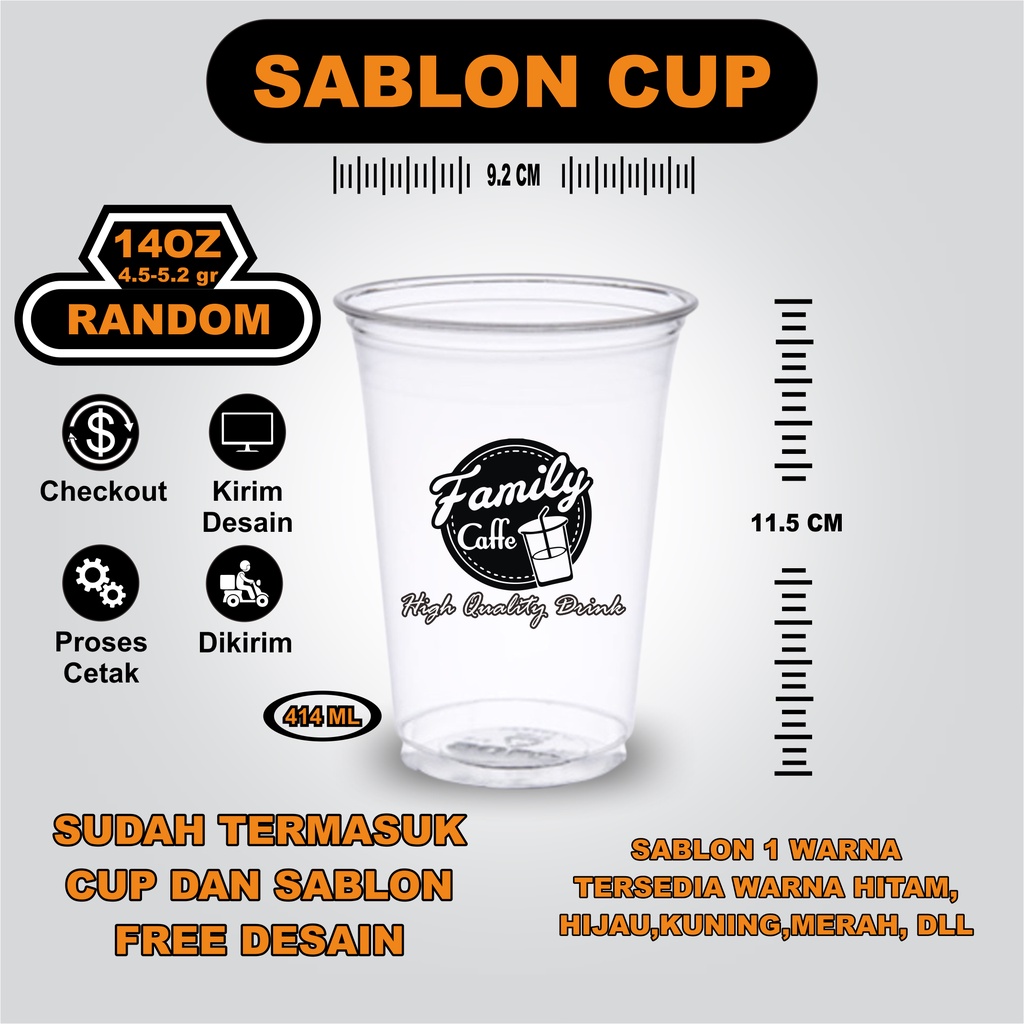 Jual Sablon gelas cup 14oz datar MURAH minim 500pcs plastik minuman PP | Shopee Indonesia