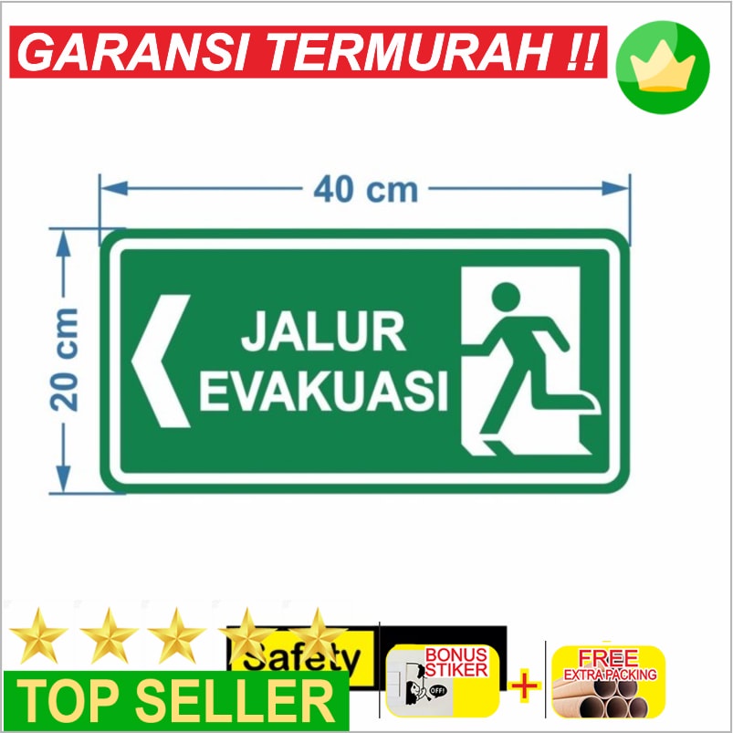 Jual Terlaris Rambu Sign Jalur Evakuasi 40cm x 20cm Rambu alumunium ...