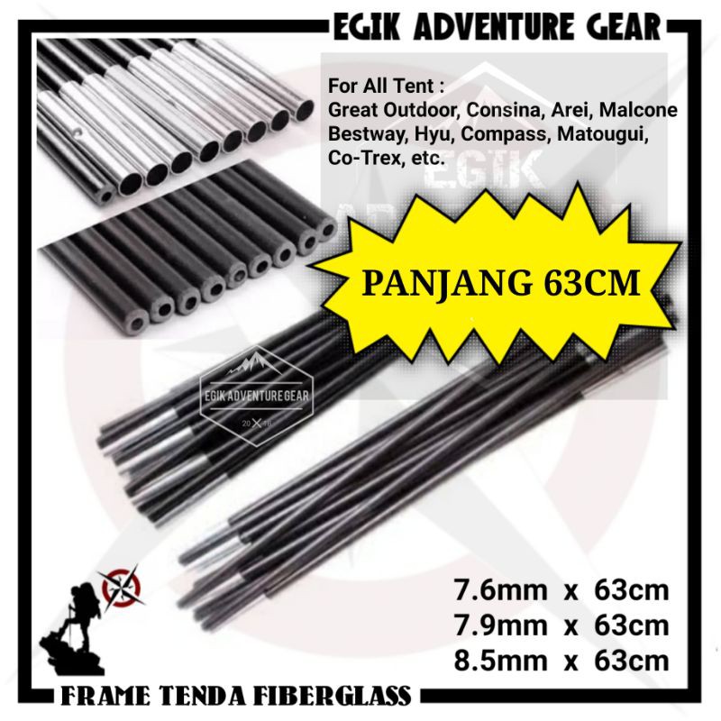 Jual Frame Tenda | Frame Tenda Fiber Panjang 60cm | Frame Tenda 7,6mm 7 ...
