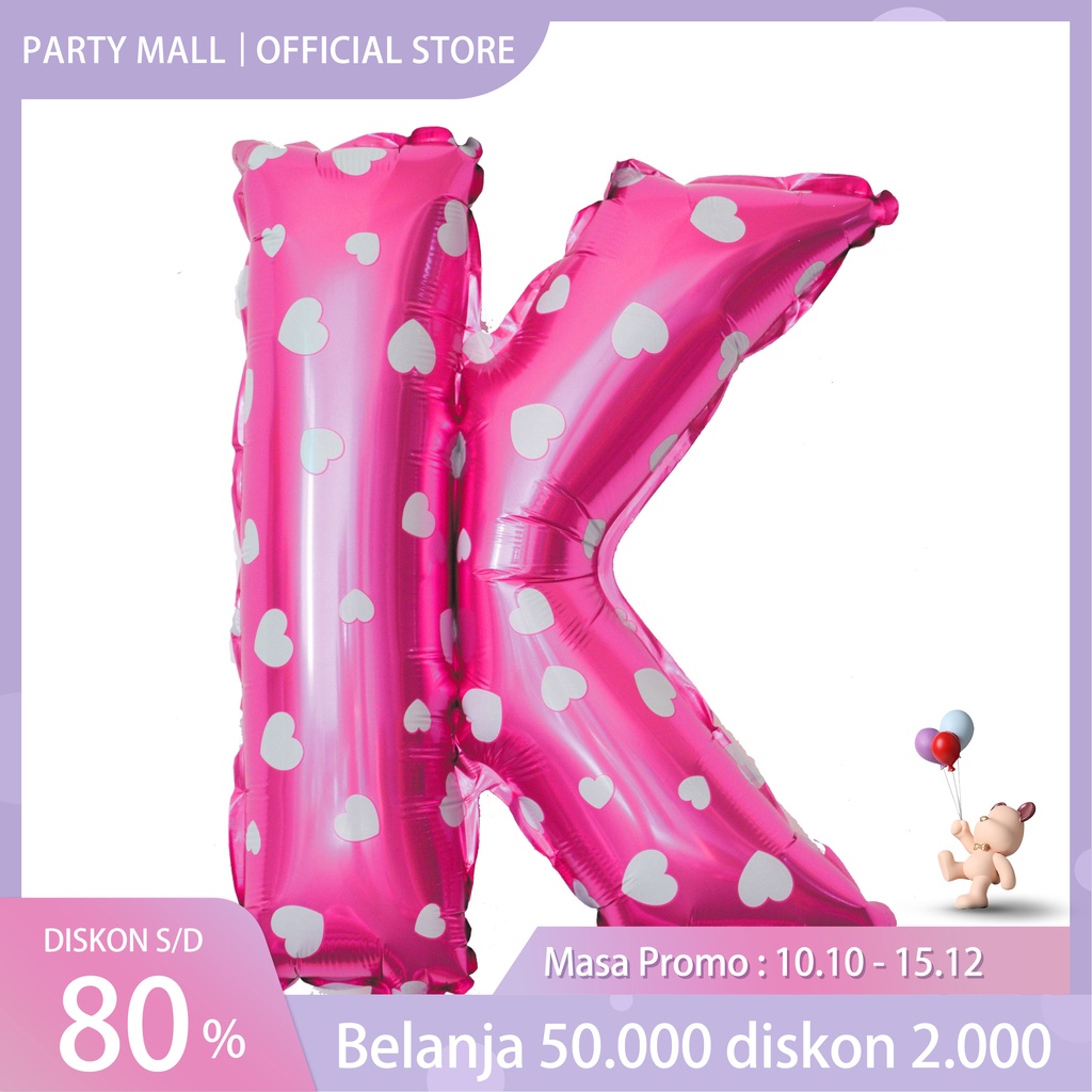 Jual Balon Foil Huruf Pink 16 Inch 40cm Abjad Alphabet A-Z Balon Foil ...