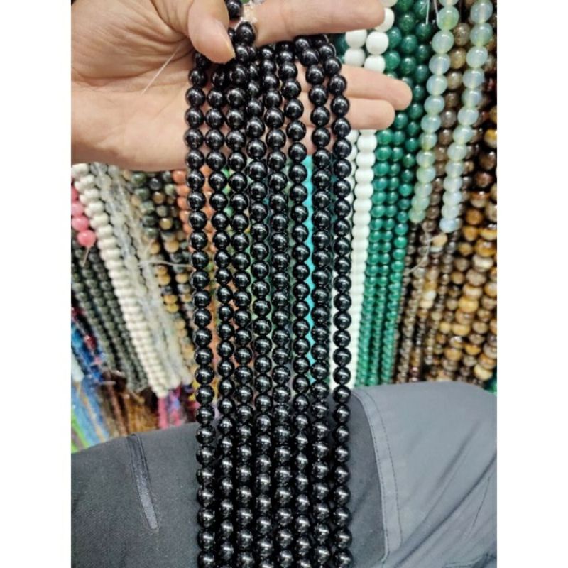 Jual Bahan Craft Gelang Batu Black Onyx Batu Jade Hitam Ukuran 8mm 10mm ...
