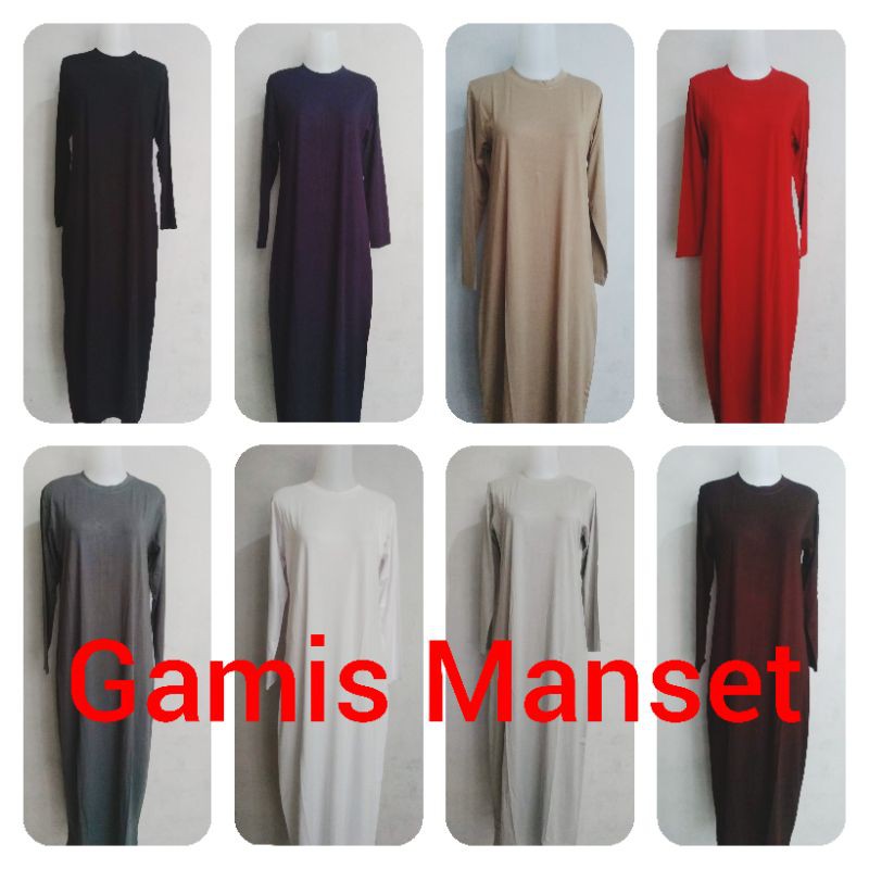 Jual Manset gamis polos inner dress lengan panjang lekton kutung jumbo ...