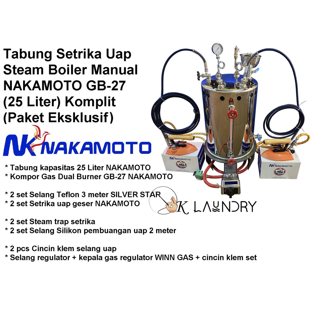 Jual Tabung Setrika Uap Steam Boiler Manual NAKAMOTO 25 Liter GB-27 ...