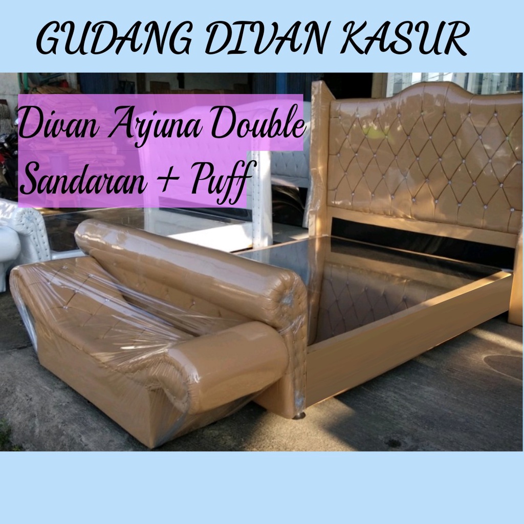 Jual Divan Ranjang Kasur Double Sandaran + Puff Kain Oscar | Shopee ...