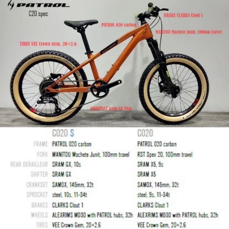 Jual Sepeda anak MTB Patrol Kids C020 type S-SPEC 2021 FULL CARBON ...