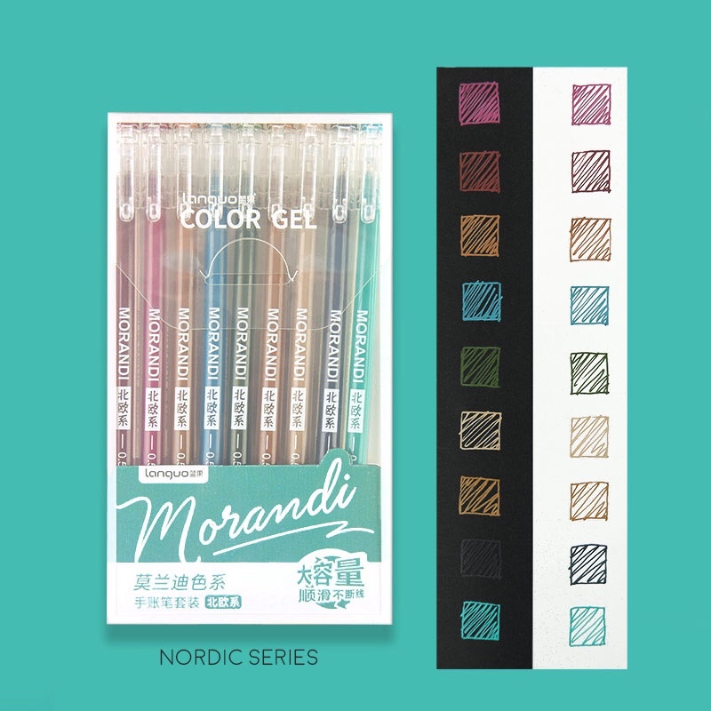 Jual Morandi Real Colors Gel Pen Set 9pc / Pulpen warna warni / Color ...