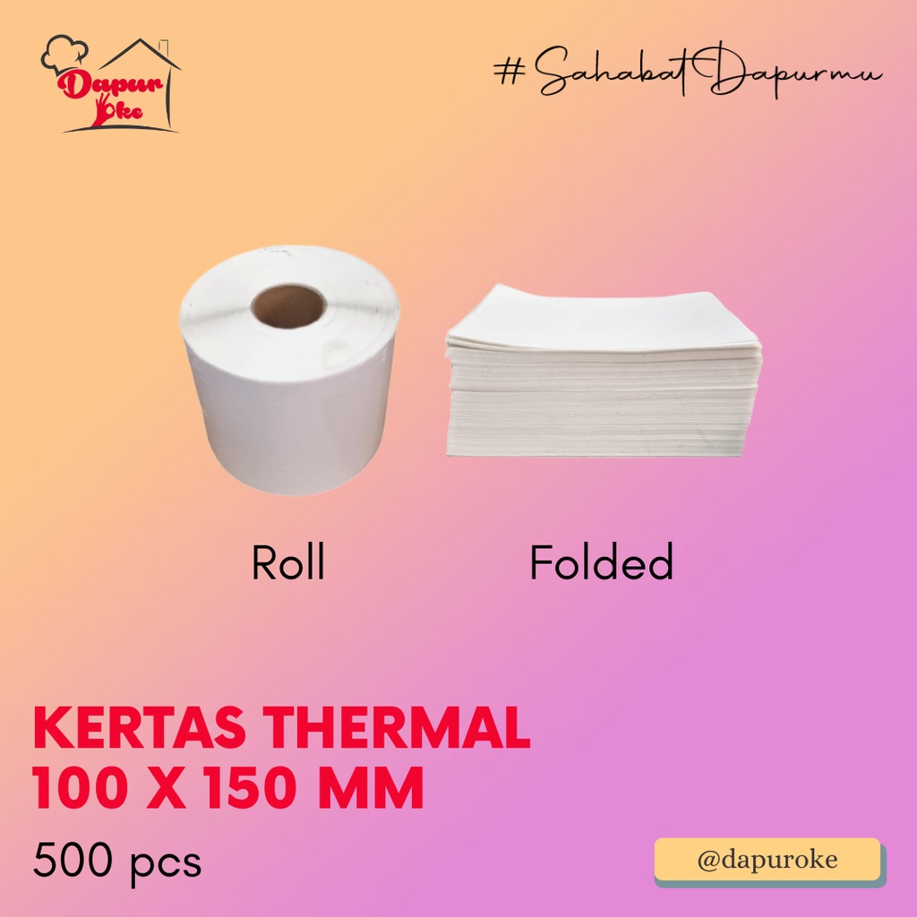Jual Kertas Thermal 100 x 150 mm 500 pcs Stiker Label Barcode A6 | Shopee Indonesia