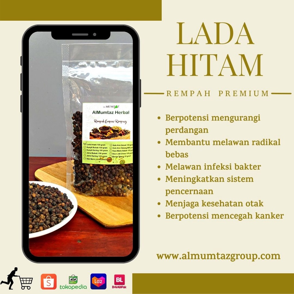 Jual Lada Hitam rempah original, Harga murah, biji lada hitam 100 gr ...