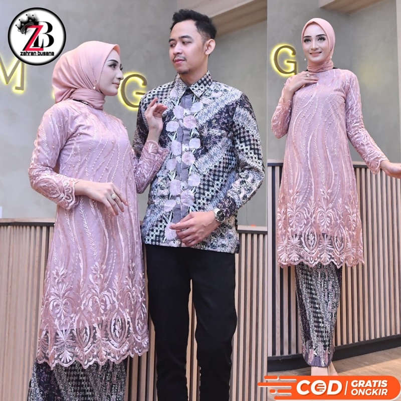 Jual (REALPICT)Set Kebaya Tunik Couple Kemeja Batik Pria Lengan Panjang ...