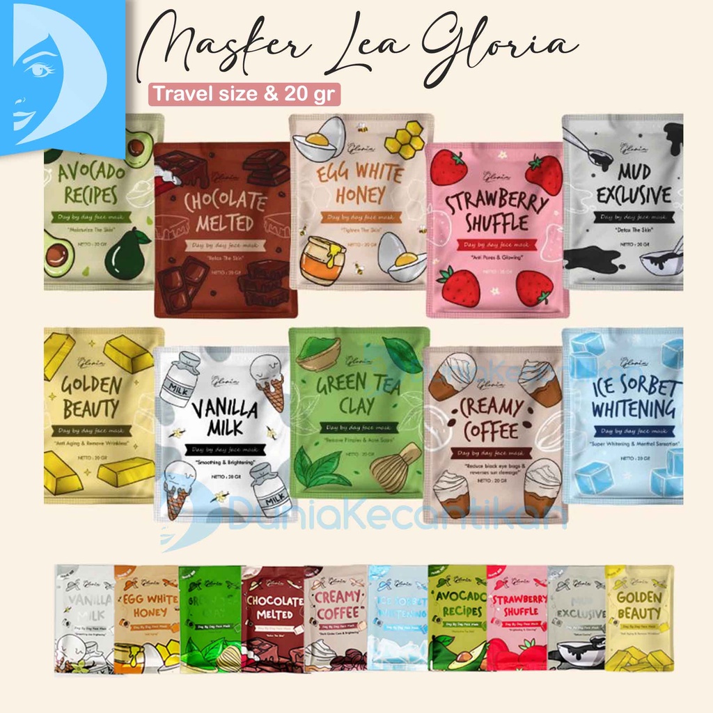 Jual Masker Wajah Organik Lea Gloria / Masker Wajah BPOM / Masker Lea Gloria Travel Size ...