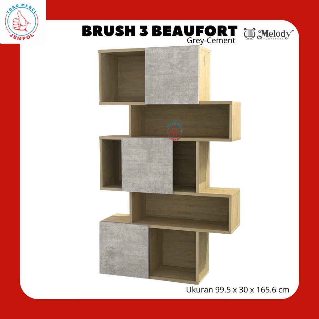 Jual Rak Serbaguna BRUSH 3 BEAUFORT GREY CEMENT MELODY/Rak Sliding ...