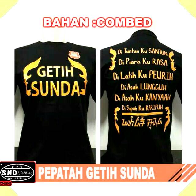Jual Kaos Getih Sunda Lambang Simbol Pribahasa Budaya Hitam Combed ...