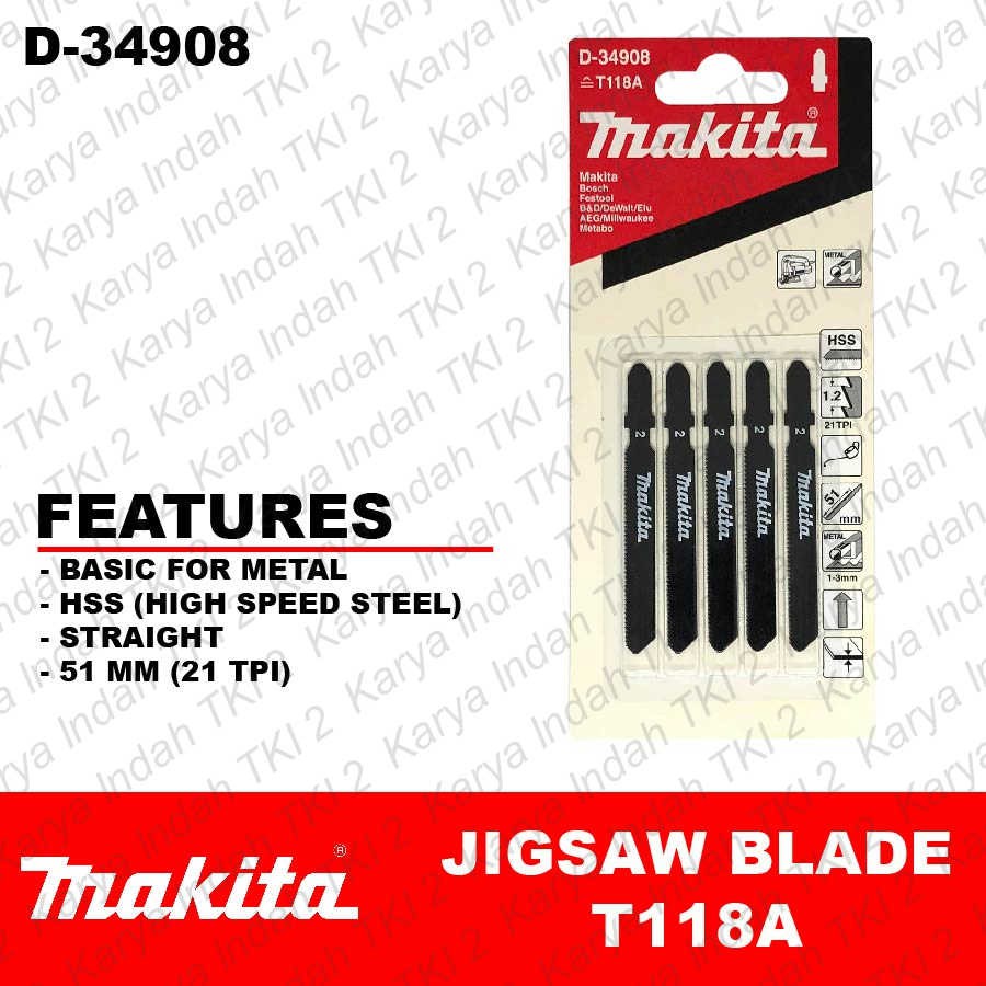 Jual Mata Gergaji Jigsaw Aluminium Makita T118A Jig Saw Blade 1 Pack ...