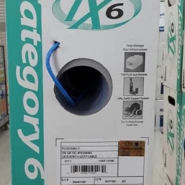 Jual Kabel UTP PANDUIT CAT 6 Tioe PUC6C04BU-FE TX6 / PANDUIT CAT 6 TX6 ...