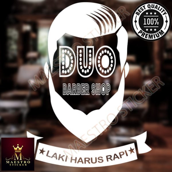 Jual Stiker Duo Barber Shop Custom Pangkas Rambut Kaca DInding Wall ...