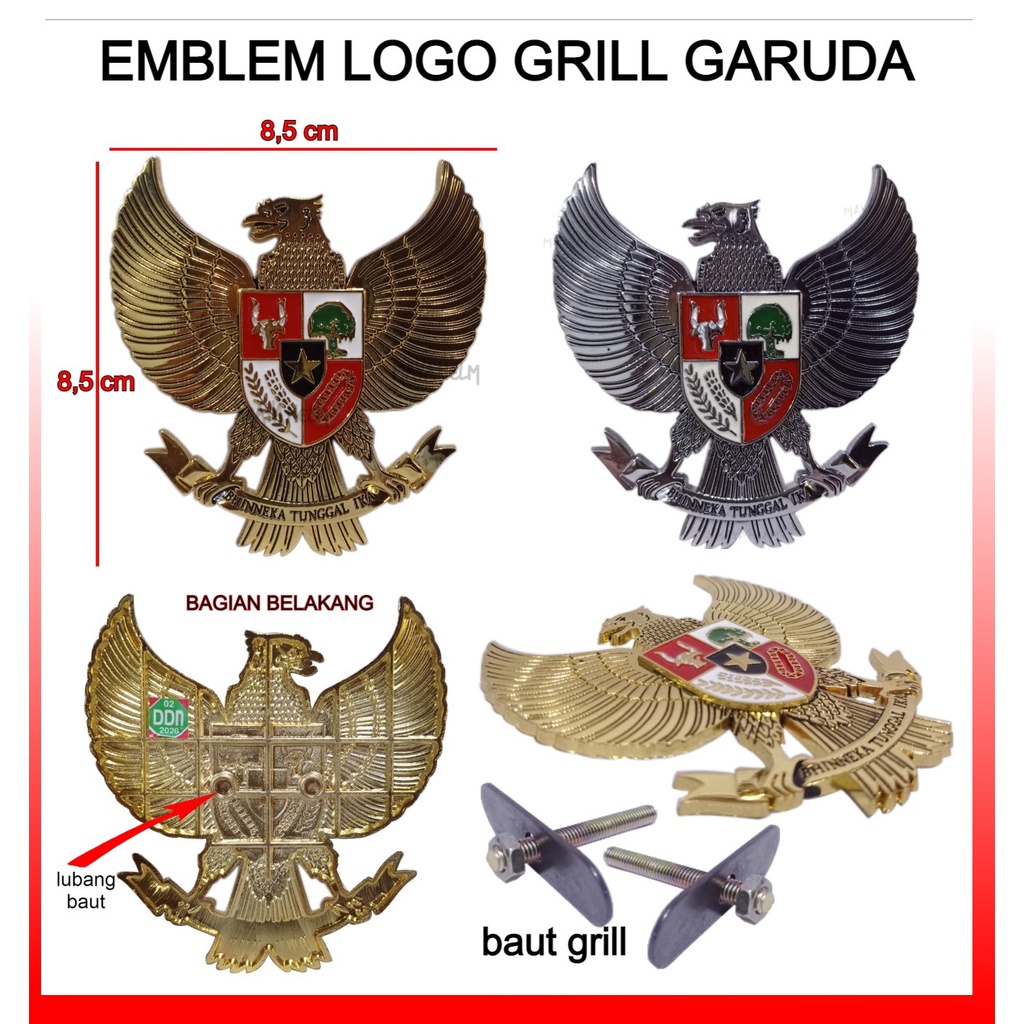 Jual Emblem logo Grill Mobil Garuda Gold Silver Sistem Baut Bahan Metal ...