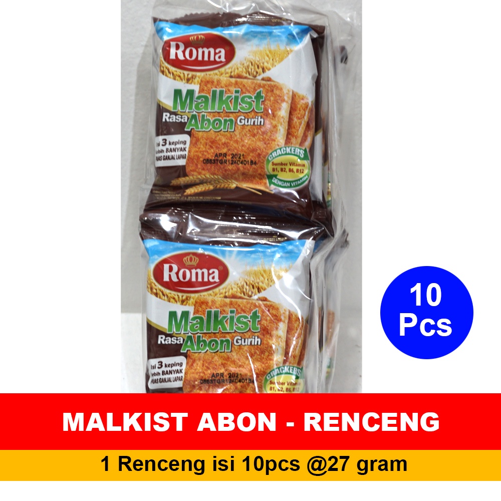 Jual Roma Malkist Abon/Keju/Crackers/Cokelat 1 renceng isi 10 sachet ...