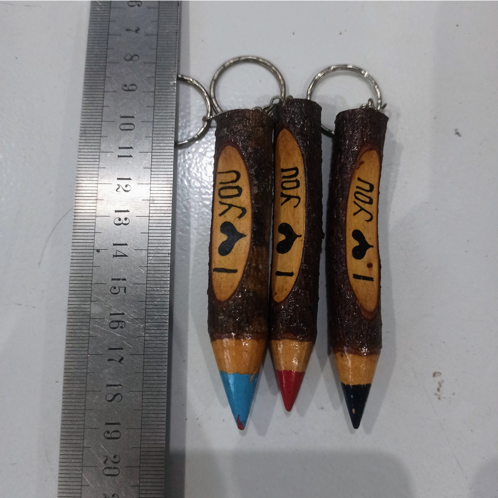 Jual gantungan kunci / keychain "i love you" pensil / pencil ranting ...