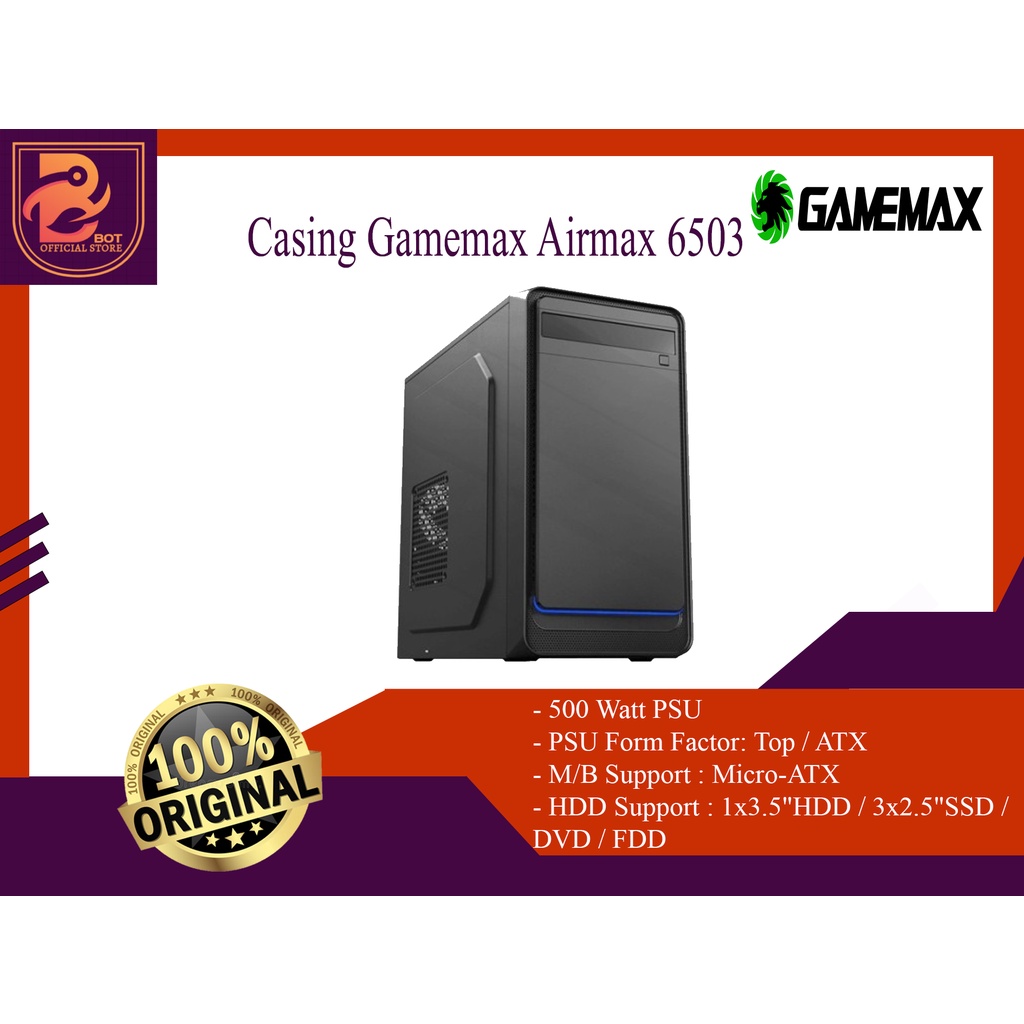 Jual Casing Gamemax Airmax 6503 Micro-ATX PC Case Include PSU 500W ...