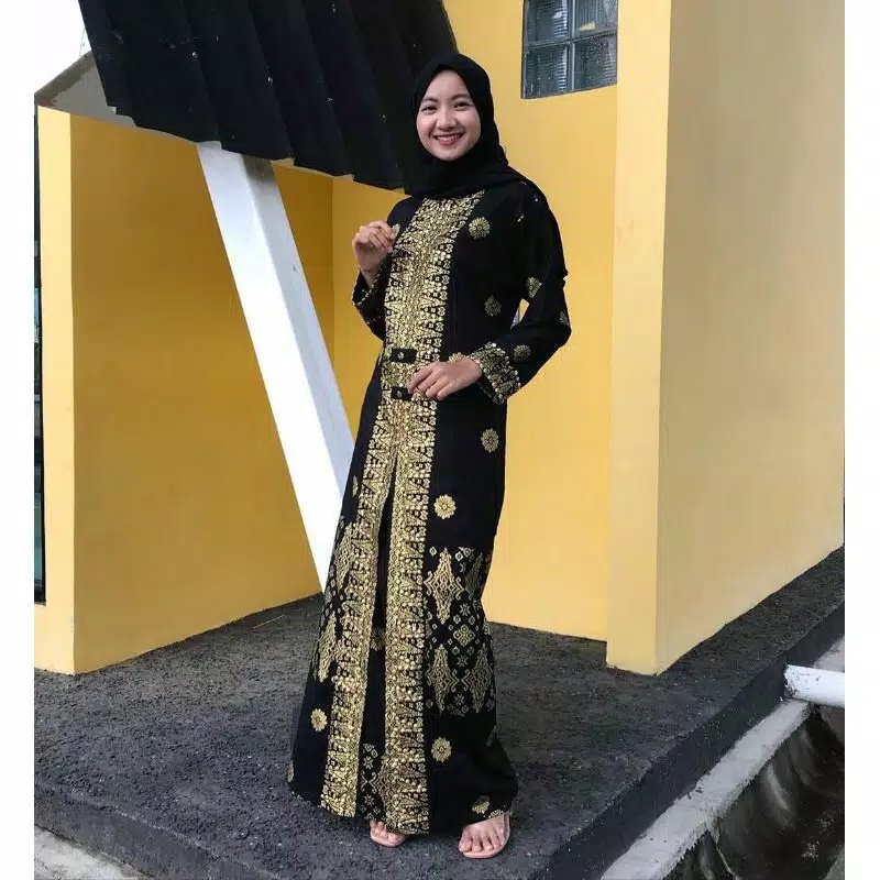 Jual gamis songket hitam gold/baju couple/baju palembang | Shopee Indonesia