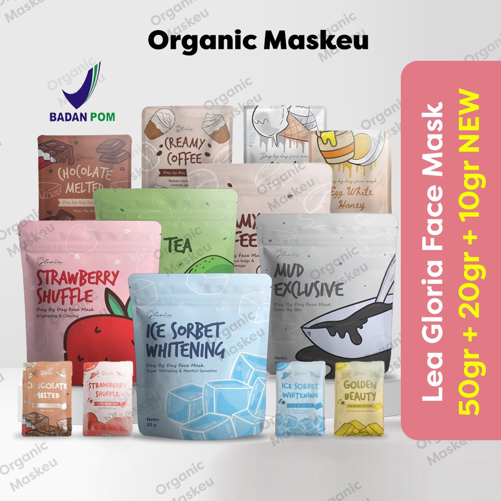 Jual (BPOM) MASKER WAJAH BUBUK LEA GLORIA| MASKER ORGANIK | Shopee Indonesia