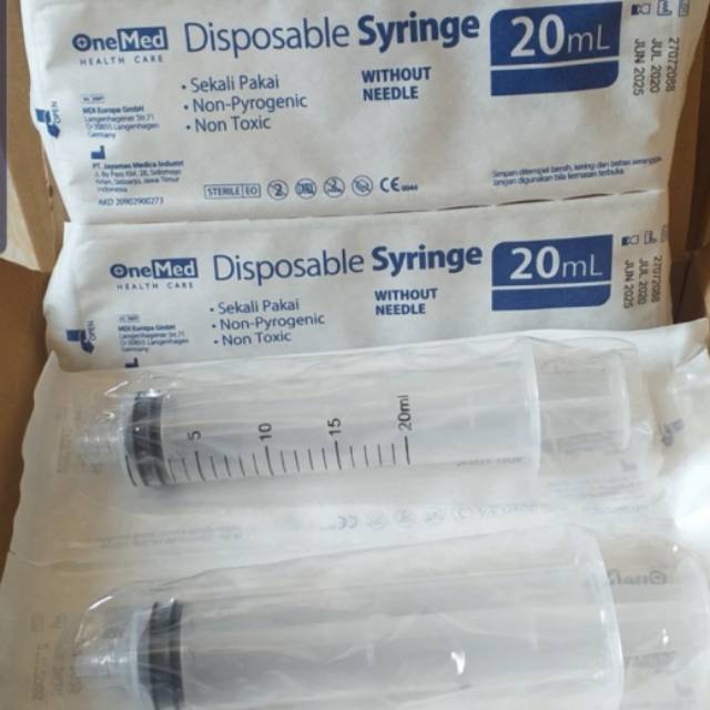 Jual Spuit 20cc OneMed Syringe 20 cc One Med Lubang Samping | Shopee ...