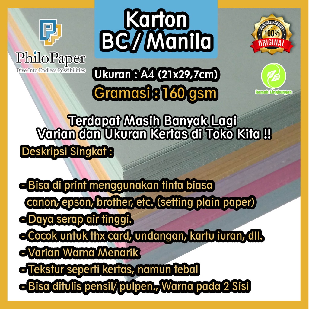 Jual Karton BC Manila 160 Gsm A4 | Shopee Indonesia