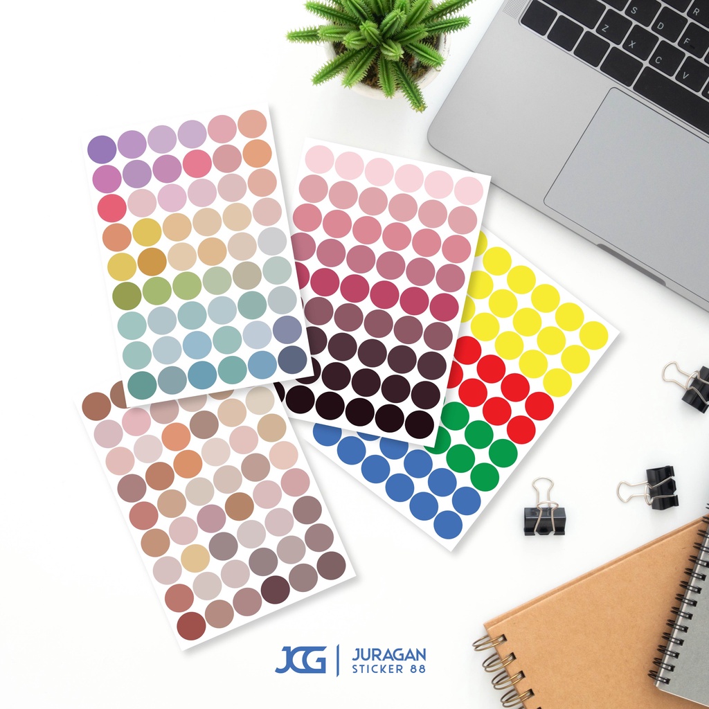 Jual Stiker bulat/Stiker dot warna macaron/ Stiker deco aethetic jurnal ...
