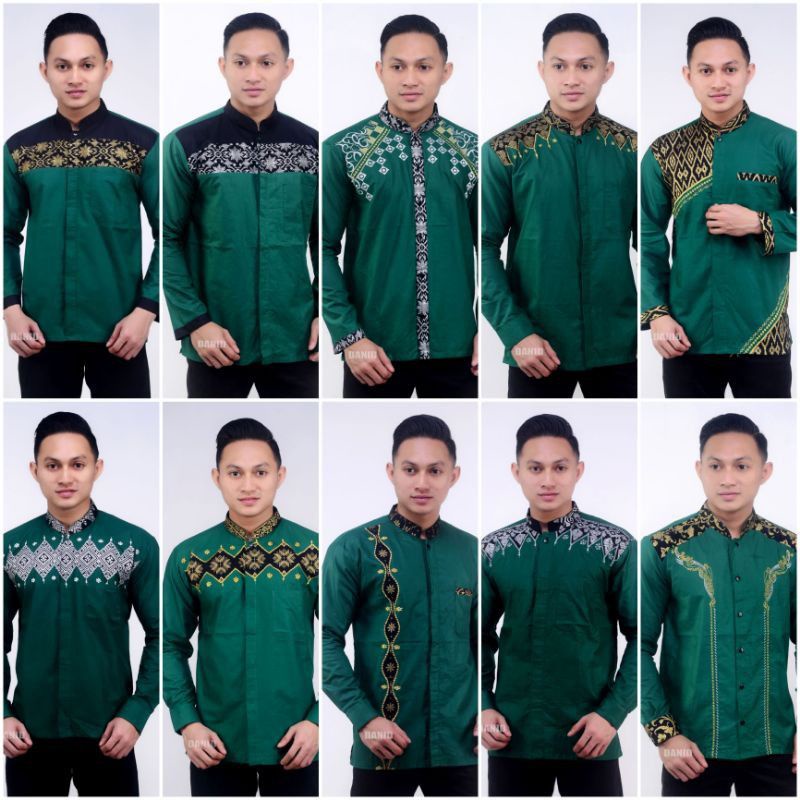 Jual KEMKO BATIK / KURTA LENGAN PANJANG WARNA HIJAU / KOKO BATIK WARNA ...