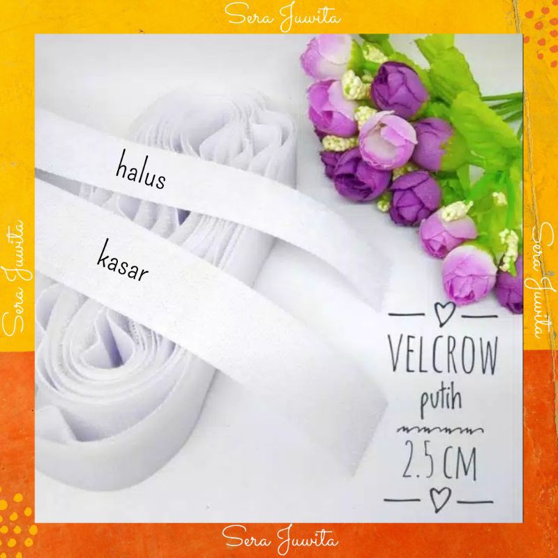 Jual Velcro Putih Hitam/Perekat/Magic Tape 2,5 cm Halus dan Kasar ...