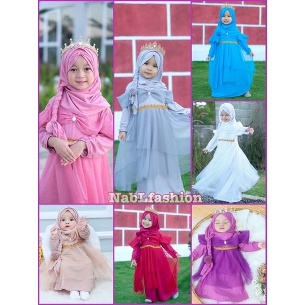 Jual GAMIS PRINCESS SET HIJAB JILBAB QUEEN DRESS INCESS ANAK USIA 0- 9 ...