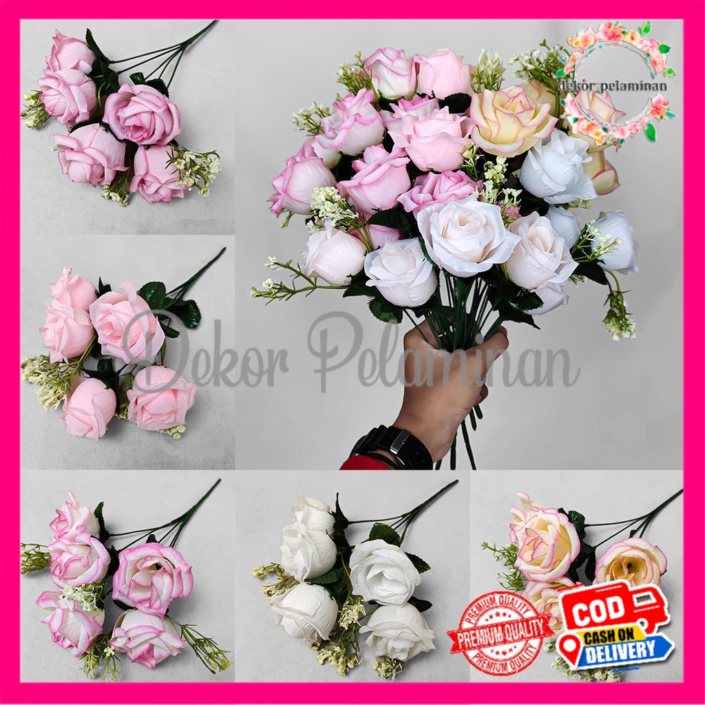 Jual COD BUNGA ROSE TROPIS CABANG 5 ARTIFICIAL - BUNGA HIASAN DEKORASI ...