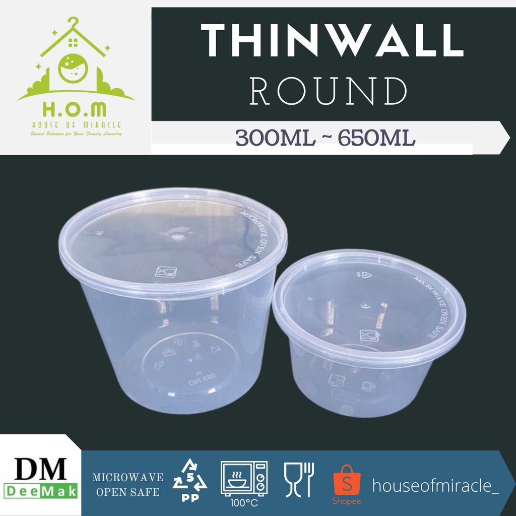Jual Thinwall/Food Container Round 300ml ~ 650ml | Thinwall Bulat 300ml ...