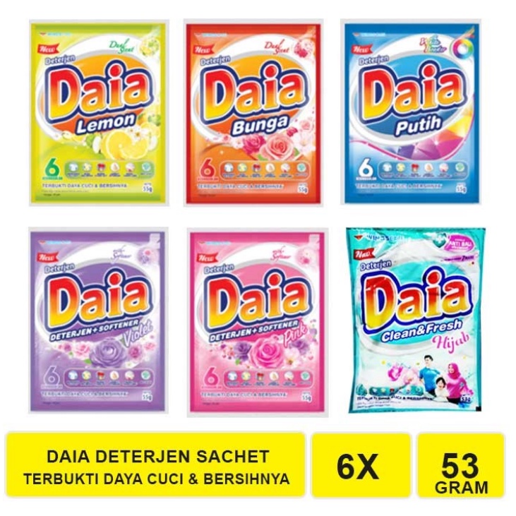 Jual DAIA DETERJEN POWDER BUBUK SOFTENER 46 GR ROMANTIC PINK CLEAN FRESH FLORAL BLOSSOM LEMON ...